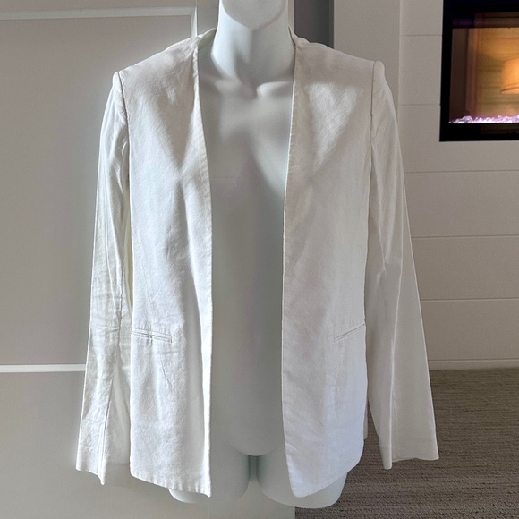 Theory | Jackets & Coats | Theory Classic White Linen Jacket Sz 6 ...